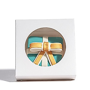 RomanticBaking 100 Pack individul Pyo Valentine Cookies Boxes With Window 4 3/8" x 4 3/8" x 1 1/5" Small Gift Boxes Mini Dount Boxes Pie Boxes