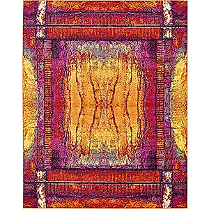 Unique Loom Metro Collection Contemporary Abstract Lantern Area Rug, 8' 0" x 10' 0", Yellow/Red