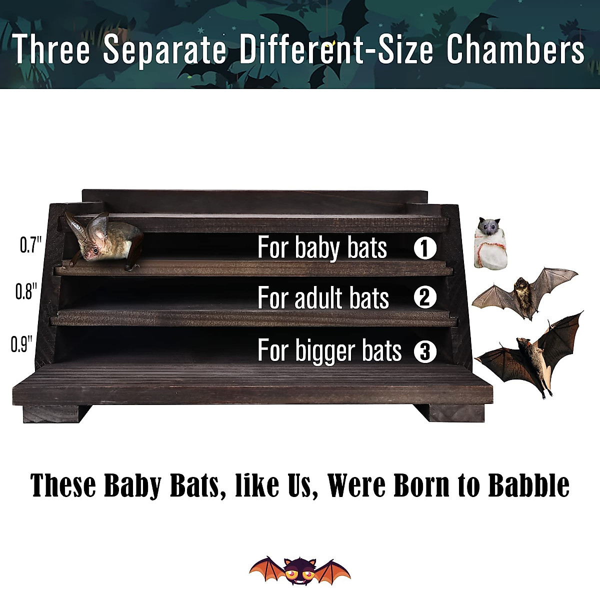 Mustry Large 3 Chamber Wooden Bat House for Outdoors – Handcraft Bat House Kit - Large Landing Pad - Easy for Landing and Roost - Your Final Step to Attract Bats!