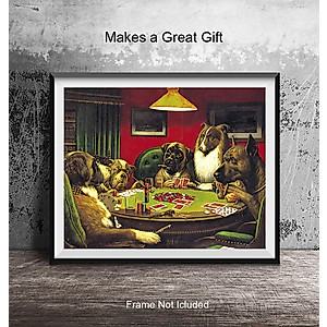 Vintage Poker Painting Art Print - Rustic Chic Home Decor for Game Room, Den, Man Cave, Office, Bedroom - Great Gift for Card Players, Gamblers, Las Vegas Fans - 8x10 Wall Art PosterPhoto - Unframed