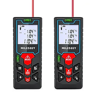 MiLESEEY Laser Measure, 131/328ft Laser Tape Measure with 2 Bubble Levels, Laser Distance Measure with Backlit LCD, Add/Sub, Mute Mode, Pythagorean Mode, Measuring Distance, Area & Volume