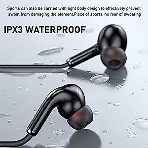 MIANHT Stereo Earbuds Earphone Waterproof Headset for Work Travel Bluetooth Sport Headphones Wireless High-Power Bluetooth Earphones Neck-Mounted Earphones