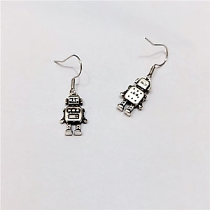 Vintage Robot Dangle Earrings for Women Hypoallergenic Charms Drop Hook Stud Fashion Unique Birthday Holiday Jewelry Unisex Gifts for Daughter Son
