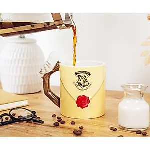 Silver Buffalo Harry Potter Envelope Ceramic Mug With Sculpted Hedwig Handle | Holds 20 Ounces