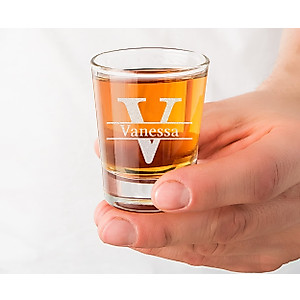 Personalized Shot Glass 1.5 oz Custom Shot Glass with Name and Monogram Whiskey Tequila Liqueur Heavy Base Mini Glass for Drinkware Decoration Gift