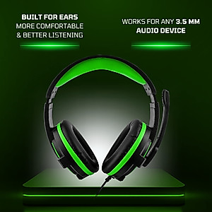 Nyko NX-2600 Wired Headset for Xbox One - Lightweight Headphones w/Adjustable Microphone - Compatible w/Xbox 1, Xbox X|S, Switch, PS4 and PS5 - Xbox One Accessories (Black and Green)