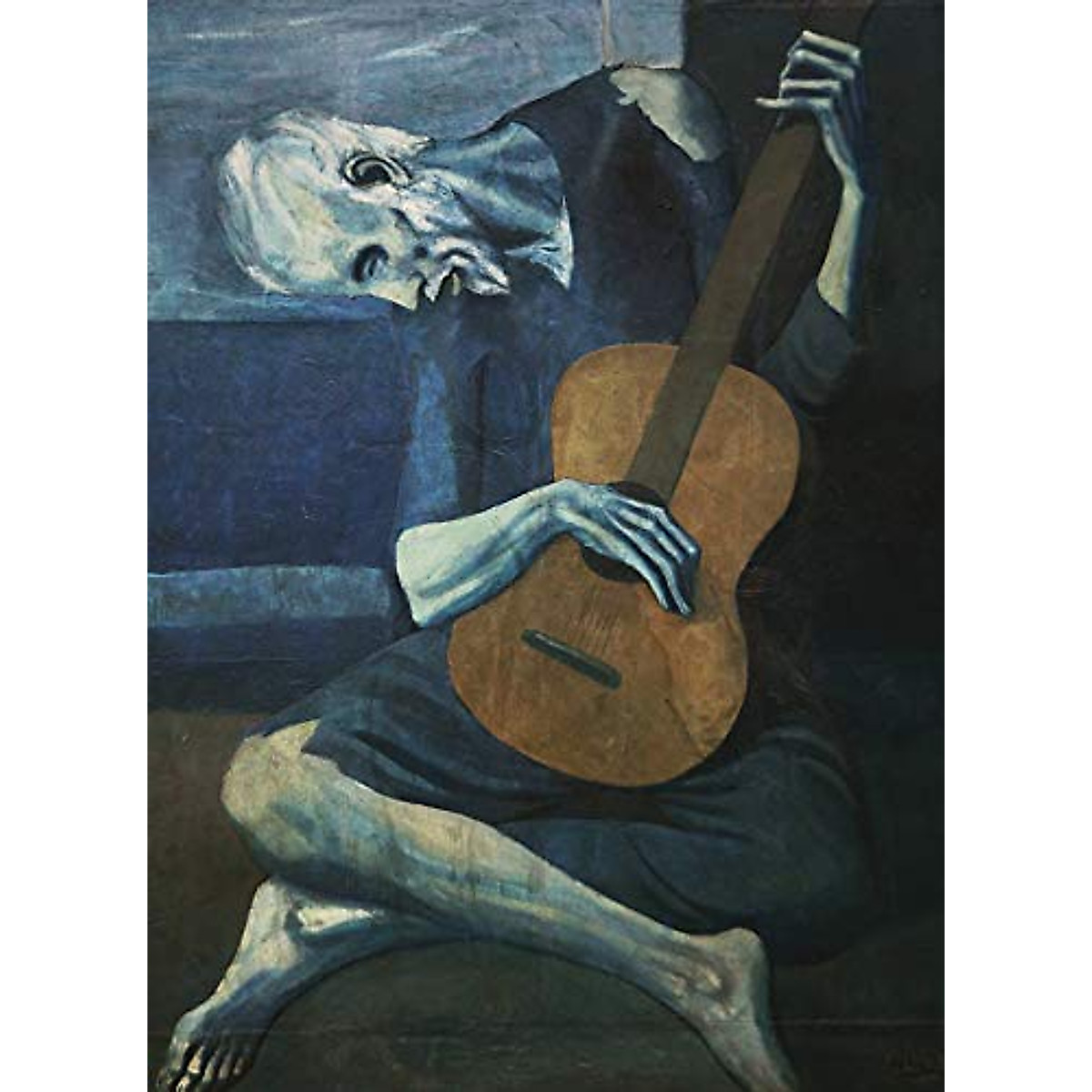 3 Pack - Vitruvian Man by Leonardo Da Vinci + The Old Guitarist by Pablo Picasso + Van Gogh Skeleton Poster - Fine Art Prints (Laminated, 18" x 24")