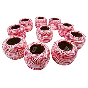 S2J Lot of 10 Pieces Anchor Tatting Crochet Cotton Thread Variegated Skein Yarn Ball