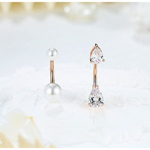 Tomovely 14G Belly Button Ring Cute Belly Button Rings Surgical Stainless Steel Belly Rings for Women Navel Rings Piercing Jewelry Belly Button Piercing Jewelry Rose gold