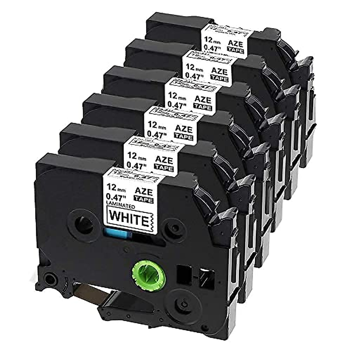 Compatible Label Tape Replacement for Brother Ptouch TZe-231 Label Tapes Bundle with Replacement TZe Label Tape Multicolor, 0.47" x 26.2', Black on White/Clear/Red/Blue/Yellow/Green (Total 12-Pack)