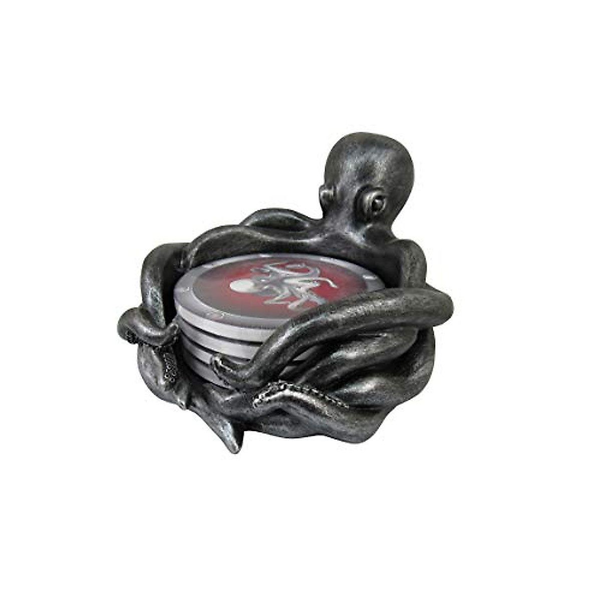 World of Wonders Octopus Drink Coasters Absorbent with Holder | Outdoor Coaster and Housewarming Gifts for New Home | Coasters Set of 4 | Ocean Coasters for Drinks - 6"