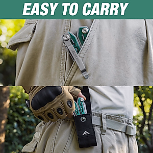 FLISSA Multi Tool Pliers, Green 16 in 1 Stainless Steel Multipurpose tool with Tactical Multitool Knife, Screwdrivers, Saw, Bottle Opener and Durable Sheath, Essential Gear for Outdoor Adventures