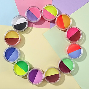 24 Colors Face & Body Paint with 2 Brushes UV Blacklight Neon Rainbow Face Painting Kit for Kids Adult Water Activated Graphic Eyeliner Glow In The Dark for Halloween, Cosplay, Parties & Stage Makeup