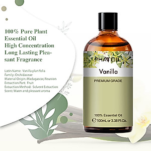 PHATOIL Vanilla Essential Oil 100ML, Vanilla Essential Oils for Diffuser, Humidifier, Aromatherapy, Sleep, Relax