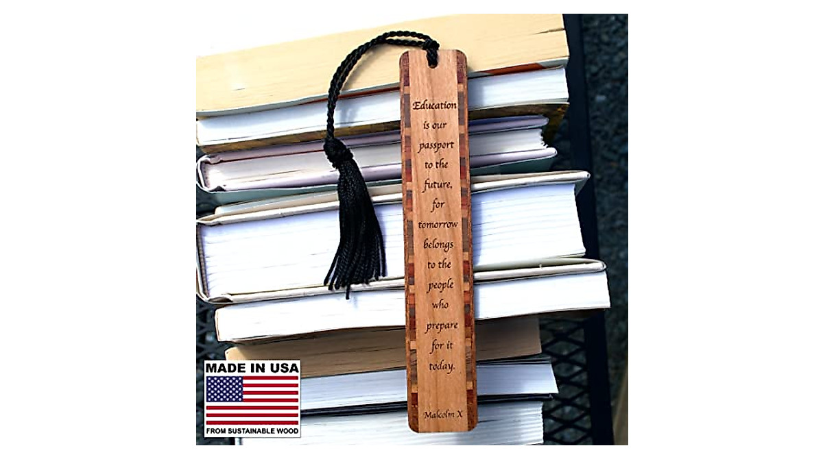 Malcolm X Education Quote Engraved Wooden Bookmark - Also Available ...