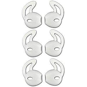 D & K Exclusives Ear Hook Covers for Earbud Headphones, Noise Isolation Anti-Slip Silicone Earbuds/Ear Plug Tips 3 Pair Cover Tips Accessories Compatible Headset MNHF2AM/A (White 6PCS)