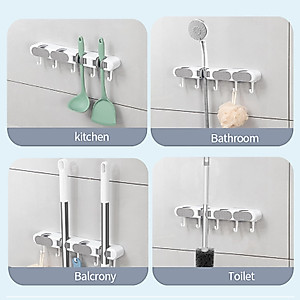 Sales Today Clearance Only, Mop and Broom Holder Wall Mount, 4 Position Storage Rack with 5 Retractable Hooks, Utility Holder for Garage Storage, Wall Mounted Heavy-Duty Rack Kitchen Laundry