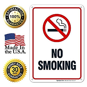 Sigo Signs - No Smoking Metal Sign, (4 Pack) 10x7 Inches, Rust Free .040 Aluminum, Fade Resistant, Made in USA