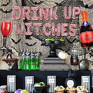 LaVenty Rose Gold Witches Balloons Cheers Witches Decoration Drink Up Witches Banner Cheers Witches Sign Witches Party Decoration Halloween Bachelorette Party Decoration