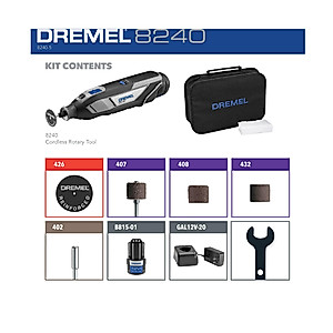 Dremel 8240 12V Lithium-Ion Battery Cordless Rotary Tool with Accessory Bundle (4 Items)
