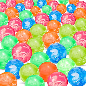 Zhanmai 40 Pieces Small Bouncy Balls Neon High Bouncing Balls Cloud Rubber Bouncy Balls 1 Inch Little Rubber Ball Colorful Swirl Ball for Game Prizes Party Favors Vending Machines