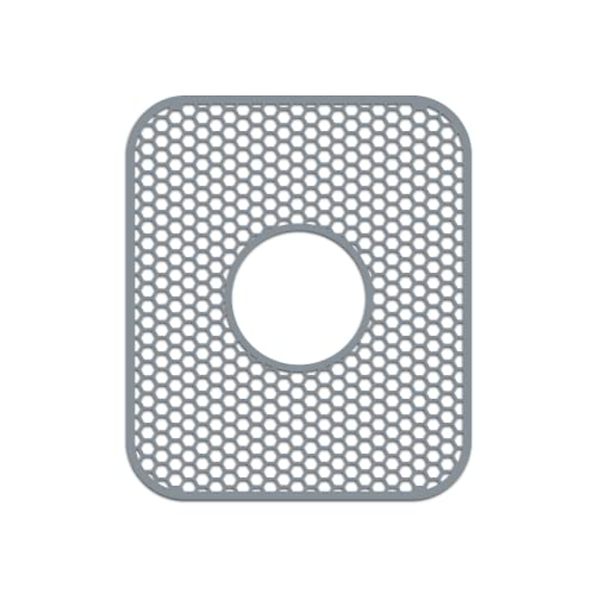 Bestjing Silicone Sink Mat, 13.58''x 11.6'' Sink Protectors for Kitchen Sink with Center Drain, Folding Non-Slip Heat Resistant Sink Mat Grid for Bottom of Stainless Steel Porcelain Sink (Center Hole)