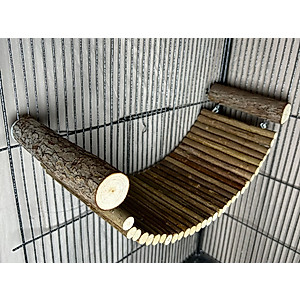 Chinchilla Wooden Ladder Bridge Platform Toy, Chinchilla Suspension Bridge, Small Animal Climbing Toys for Chinchilla Hamsters Sugar Glider Squirrel Gerbils Rat and Other Small Animals