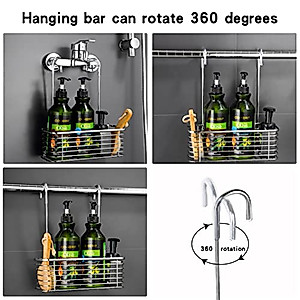 YQh hanging shower rack, bathroom rack storage rack, shampoo bracket, the back hook can be rotated, and can be hung on the faucet or cross bar, 304 stainless steel rust proof (Single layer shelf)
