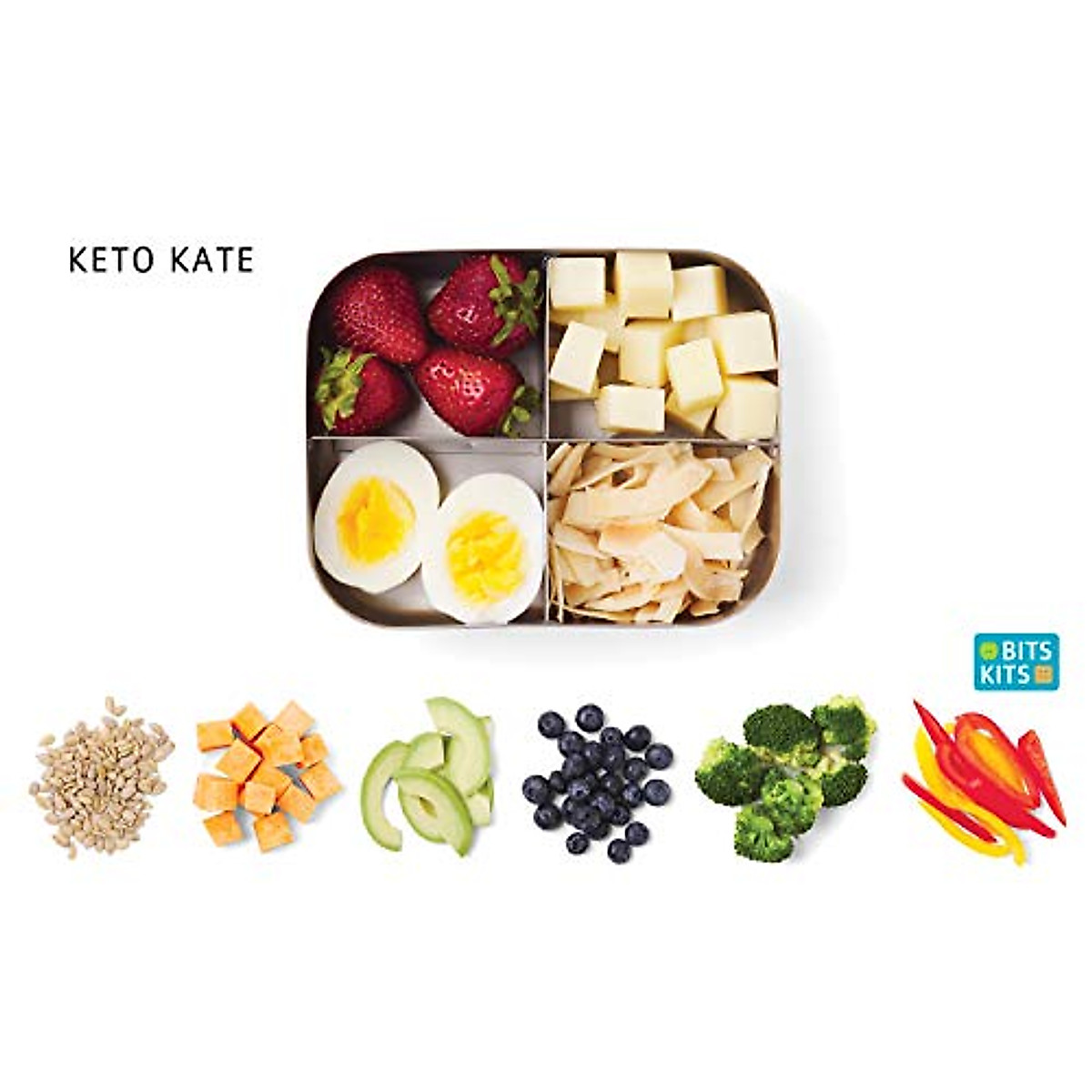 Bits Kits Stainless Steel Bento Box Lunch and Snack Container for Kids and Adults, 4 Sections