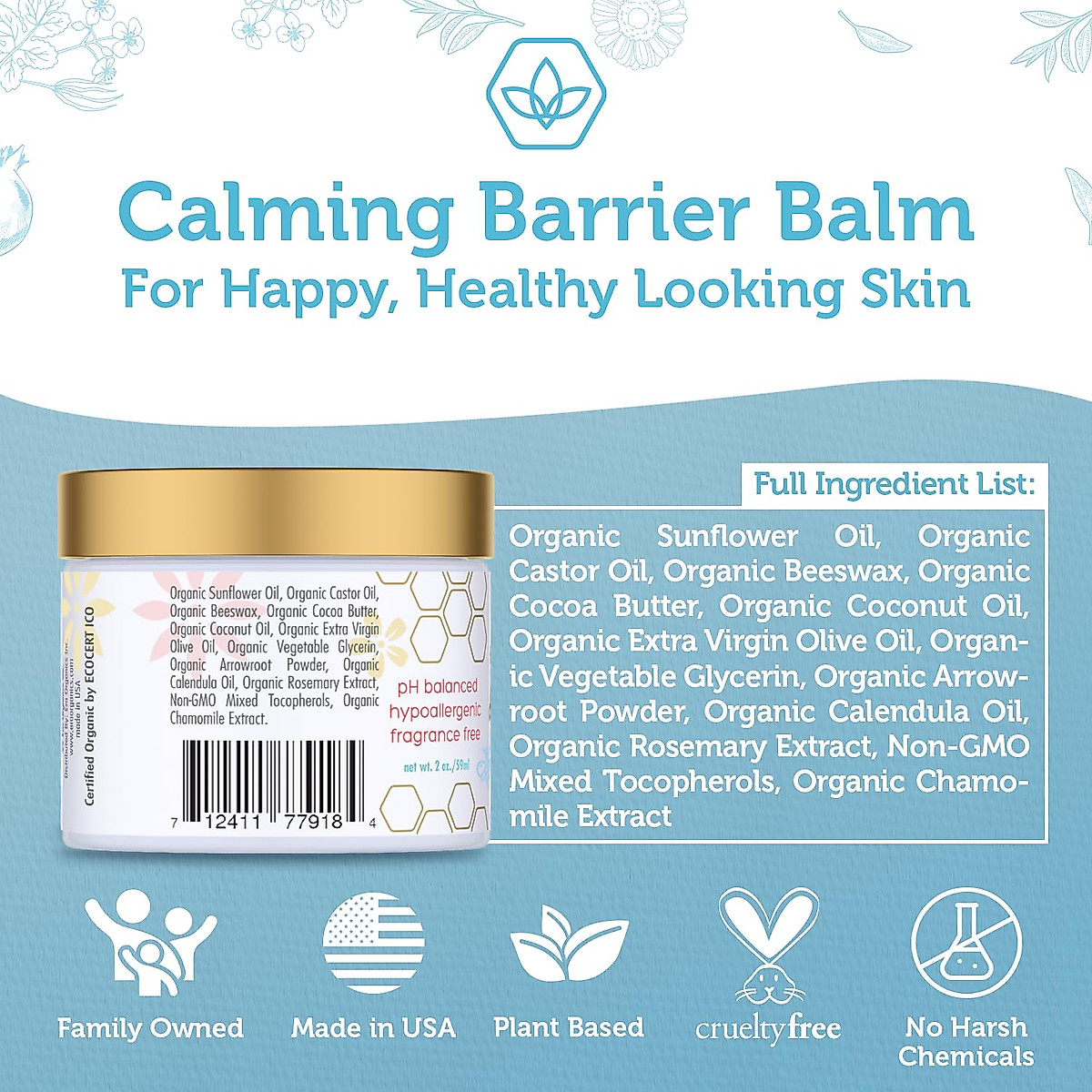 Era Organics Baby Diaper Balm - USDA Organic Ointment Cream Extra Soothing and Nourishing for Dry, Sensitive Skin - All Natural to Help Excess Moisture, Rash or Chafing