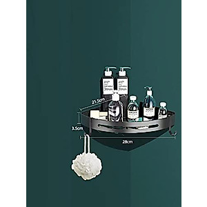 Hyuxinmy Bath Corner Shower Shelves Adhesive Caddy, Adhesive Bathroom Shelf Wall Mounted, No Drilling Kitchen Racks Shower Organizer Basket, Storage for Bathroom Kitchen (4black)
