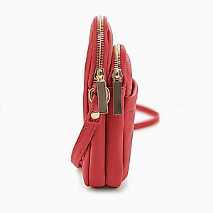 Emperia Double Compartments Small Crossbody Bag with Adjustable Shoulder Strap Front Slip Pocket -RD