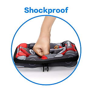 rockpapa Large-Capacity Race Car Pencil Case, Pencil Box, Storage Box for School Students Boys Teens Kids Toddlers Grey Red