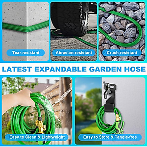 100ft Expandable Garden Hose with 10 Function Nozzles, New Water Hose with 50 Layers Innovative Nano Rubber, 3/4" Solid Brass Fittings, Flexible Hose Expanding Hose