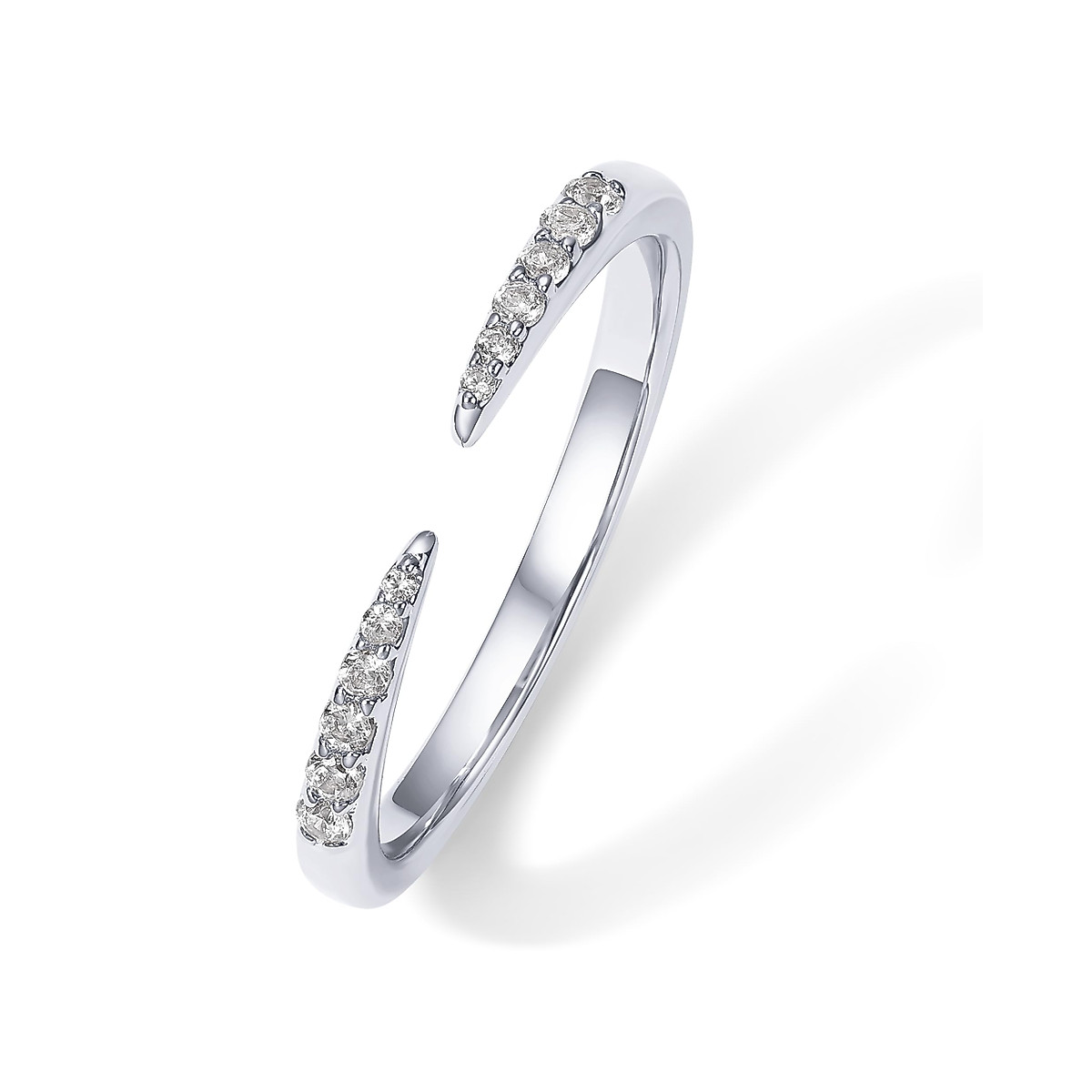 PAVOI 18K White Gold Plated Open Eternity Ring | Cubic Zirconia Stacking Bands for Women | Dainty Stackable Rings for Women | Size 9