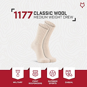 FoxRiver Womens Classic Wool Medium-weight Sport Crew Athletic-socks, Natural, Medium US