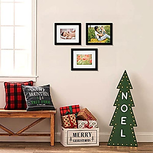 Golden State Art, 8x10 Black Photo Frame - Wood, Real Glass, and White Mat Display for 5x7 Picture (Table-Top or Wall Display)