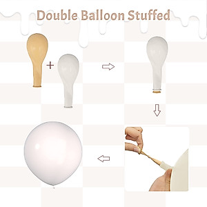 Double Stuffed White Nude Balloons Different Sizes 5In 12In 18In, 2 Layer Thick Balloon Garland Arch Kit, Boho Beige Balloons Ivory White Blush Balloon Garland Pastel Latex Balloons Sets