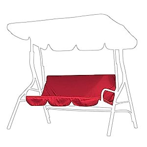 Zerone Swing Chair Cushion Cover, Garden Courtyard Outdoor Waterproof Polyester Taffeta 3 Seats Foldable Swing Chair Pad Hammock Seat Cushion Cover Gray, Black, Dark Blue, Red(Optional) (Red)