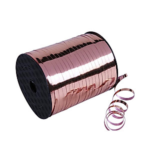 Teemico 500 Yards Rose Gold Crimped Curling Ribbon Roll Foil Balloon Ribbon for Wedding Birthday Party Balloons Decor Gift Bouquet Wrapping