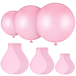 Charnoel 18 Pack 24 Inch Balloons Large Latex Balloons 36 Inch 18 Inch Giant Round Balloons Big Macaron Balloons for Wedding Birthday Party Baby Shower Decorations(Pink)