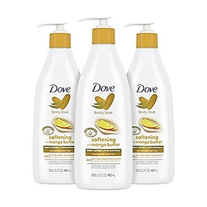 Dove Body Love Softening Body Lotion with Mango & Almond Pack of 3 For Touchably Soft Skin Butters Lotion for Dry Skin with Restoring Ceramide Serum 13.5 oz