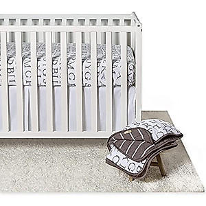 Burts Bees Baby Infant Reversible Blankets 100% Organic Cotton GOTS Certified - Letter Bee Prints with Quilting Pattern Soft Nursery Blanket with 100% Polyester Fill for Size 30 x 40 Inch