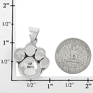 Dog Paw Pendant Necklace 925 Sterling Silver Genuine Turquoise & Gemstones (20", Multi)