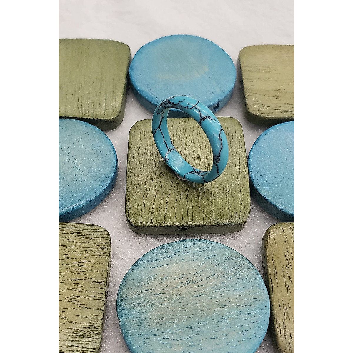 LTC Designs Genuine Turquoise-colored Howlite Gemstone Banded Ring, Ring Size: 6