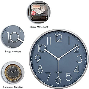 LOMANDA Night Light Wall Clock, 12 Inch Silent Battery Operated Clock for Living Room, Bedroom, Office, Glow in The Dark Large Digital Display Wall Clock, Sound Sensor and Adjustable Brightness