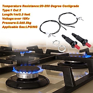 Guofulda 2 Sets Grill Piezo Igniters, Type of 1 Out 2 Electrode 200 Degree Resistance Wire 1 Meter, with Cable Push Button Igniter, Fit for Gas Fireplace, Oven, Heater, Kitchen lgniter