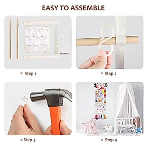 cherrboll Hair Bows Holder Headband Organizer for Girls, Hair Clips Hanger Storage with Hooks, Wall Hanging Decor for Nursery Room