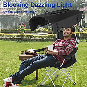 YSSOA Canopy Lounge Chair with Sunshade for Camping, Hiking, Travel, and Other Outdoor Events, with Cup Holder, 21.6" x 21.6" x 36", Black, 1-Pack