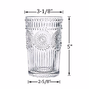 Kingrol 6 Pack 12 oz Romantic Water Glasses, Premium Drinking Glasses Tumblers, Vintage Glassware Set for Juice, Beverages, Beer, Cocktail